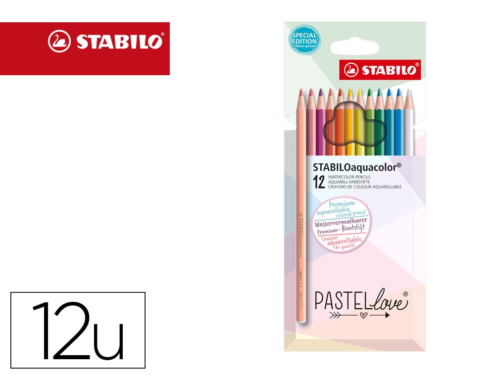 Lapices de colores stabilo aquacolor acuarelables pastel love estuche ...