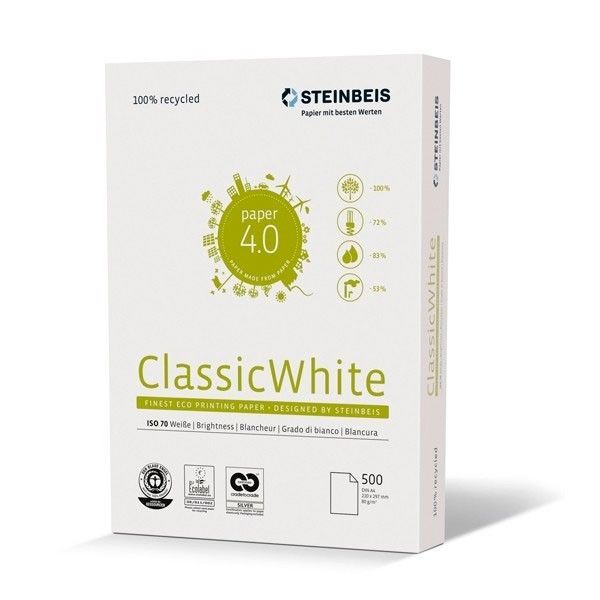 Papel A4 Reciclado Steinbeis Classic White Paquete 500 Hojas 80 Gramos